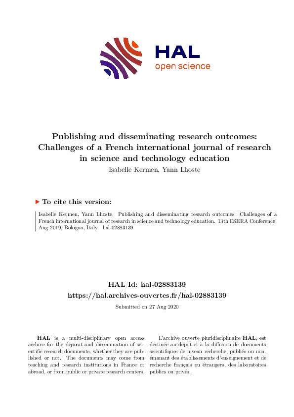 (PDF) Publishing and disseminating research outcomes: Challenges of a ...