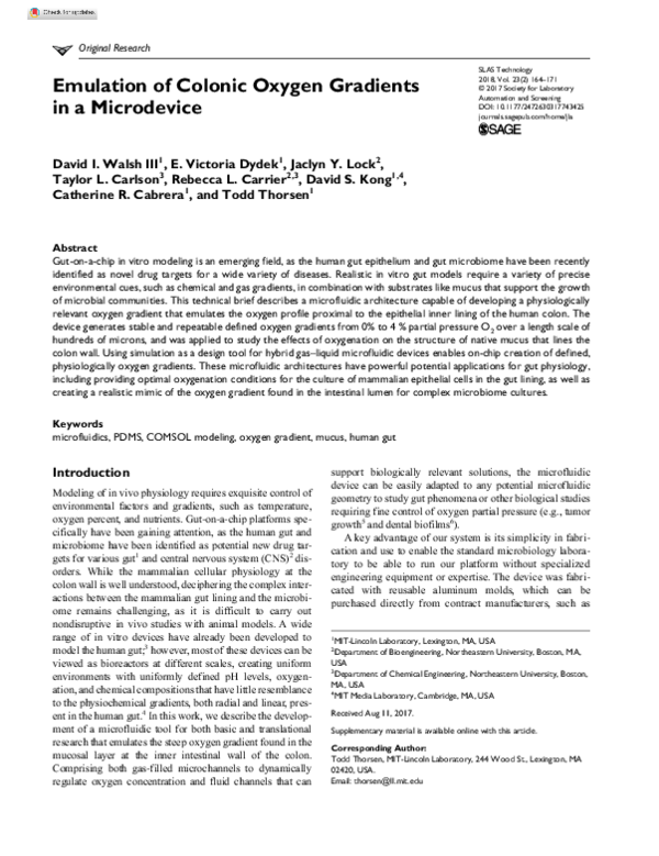 (PDF) Emulation of Colonic Oxygen Gradients in a Microdevice