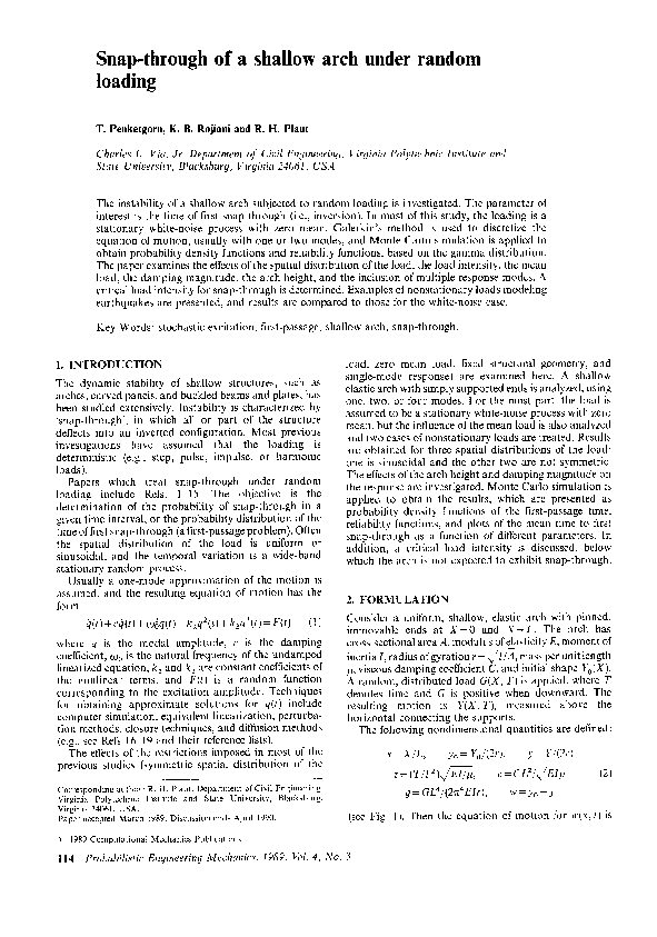 (PDF) Snap-through of a shallow arch under random loading
