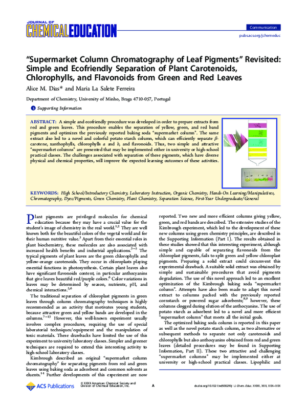 (PDF) “Supermarket Column Chromatography of Leaf Pigments” Revisited ...