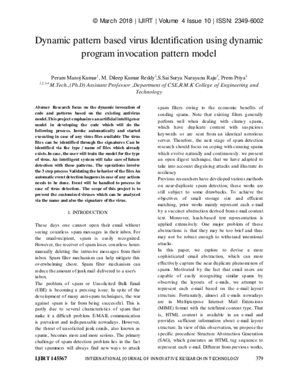 Dynamic Pattern Based Virus Identification Using Dynamic Program Invocation Pattern Model 2758