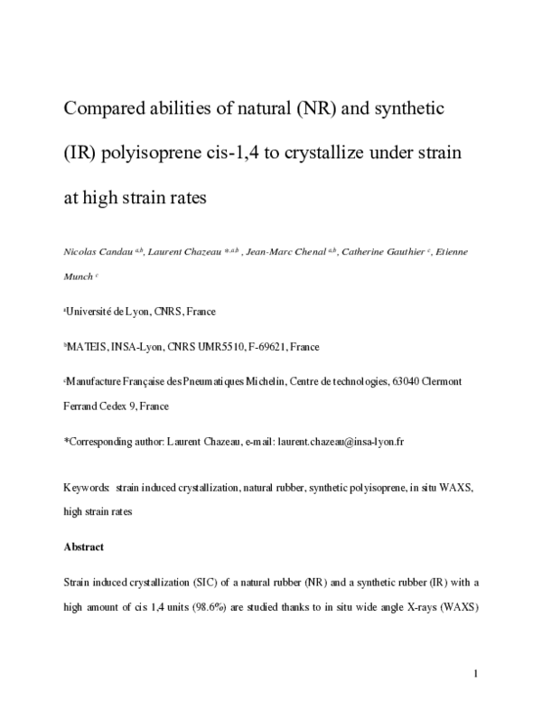 (PDF) A comparison of the abilities of natural rubber (NR) and ...