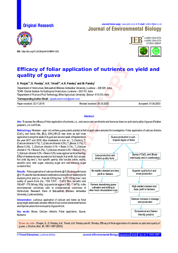(PDF) Efficacy of foliar application of nutrients on yield and quality ...