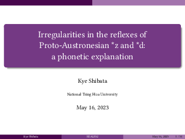 (PDF) Irregularities in the reflexes of Proto-Austronesian *z and *d: a ...
