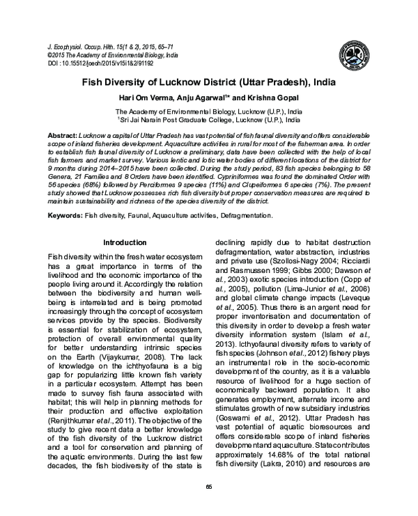 (PDF) Fish Diversity of Lucknow District (Uttar Pradesh), India