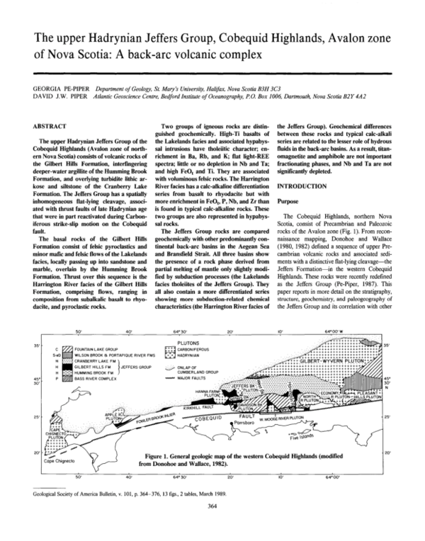 (PDF) The upper Hadrynian Jeffers Group, Cobequid Highlands, Avalon ...