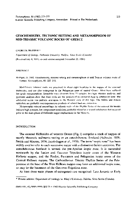 (PDF) Geochemistry, tectonic setting and metamorphism of mid-triassic volcanic rocks of Greece