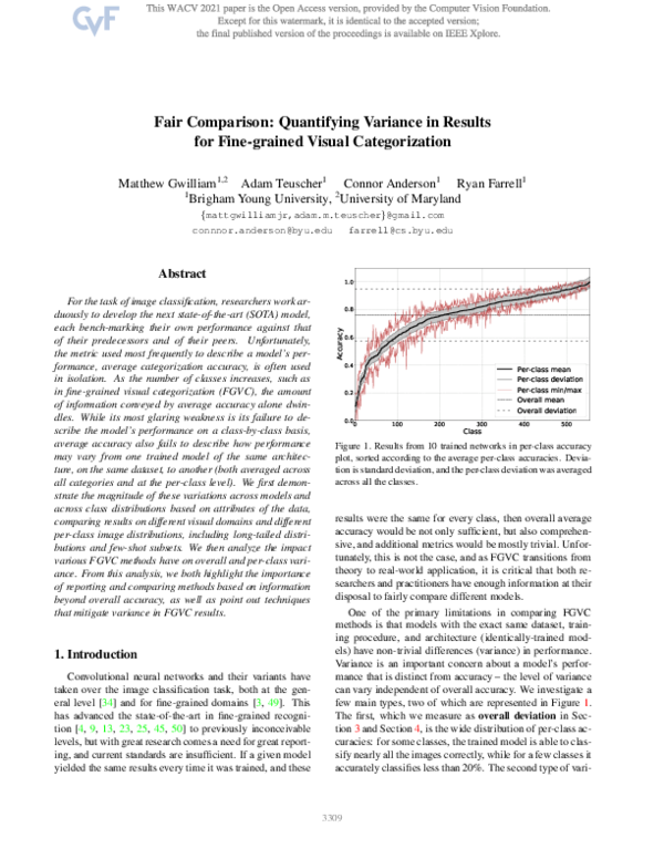 (PDF) Fair Comparison: Quantifying Variance in Results for Fine-grained Visual Categorization