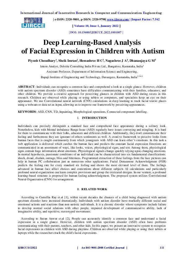 (PDF) Deep Learning-Based Analysis of Facial Expression in Children with Autism