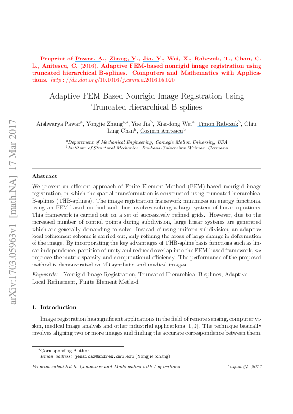 (PDF) Adaptive FEM-based nonrigid image registration using truncated hierarchical B-splines