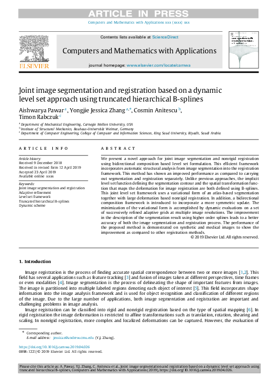 (PDF) Joint image segmentation and registration based on a dynamic level set approach using ...