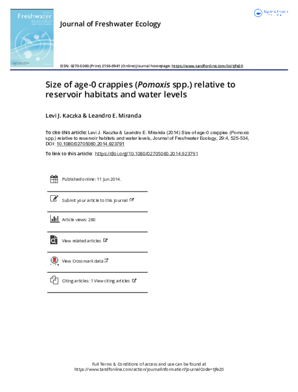 (PDF) Size of age-0 crappies ( Pomoxis spp.) relative to reservoir ...