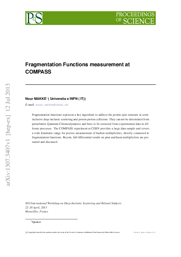 (PDF) Fragmentation Functions measurement at COMPASS