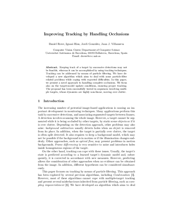 Improving Tracking By Handling Occlusions 8146
