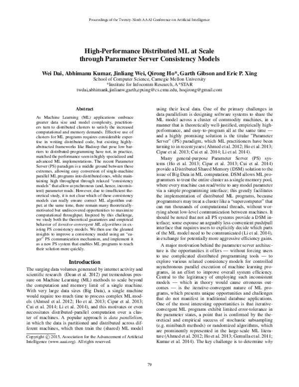 (PDF) High-Performance Distributed ML at Scale through Parameter Server ...
