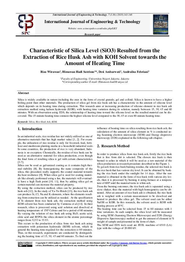 (PDF) Characteristic of Silica Level (SiO3) Resulted from the ...
