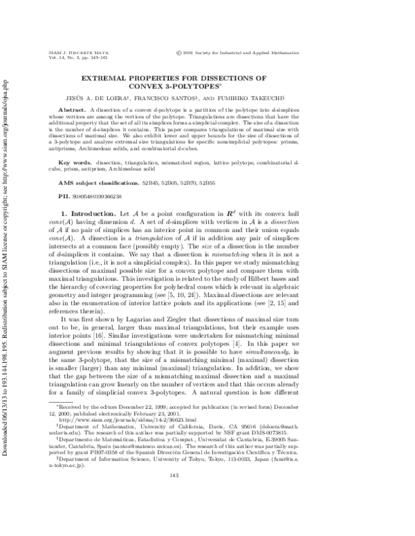 (PDF) Extremal Properties for Dissections of Convex 3-Polytopes