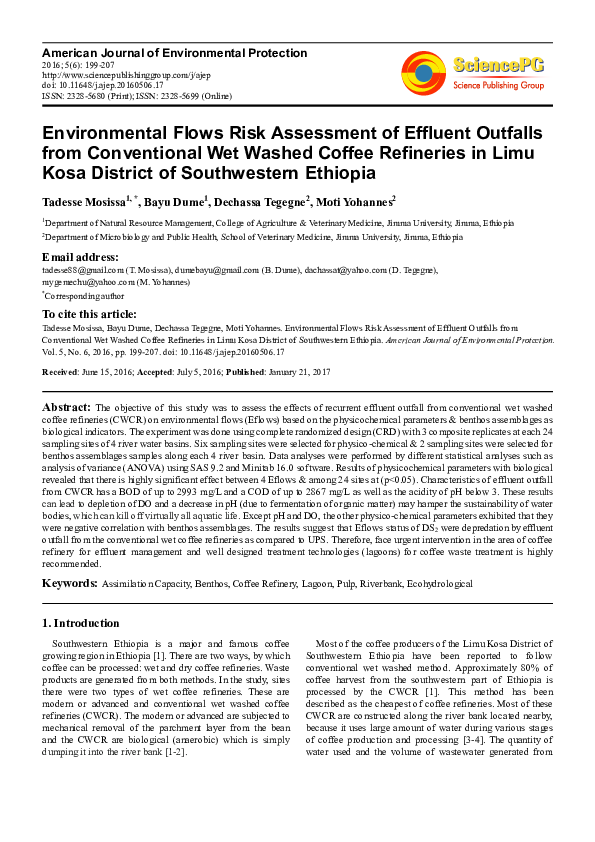 (PDF) Environmental Flows Risk Assessment of Effluent Outfalls from ...