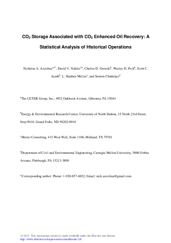 (PDF) CO2 storage associated with CO2 enhanced oil recovery: A statistical analysis of ...