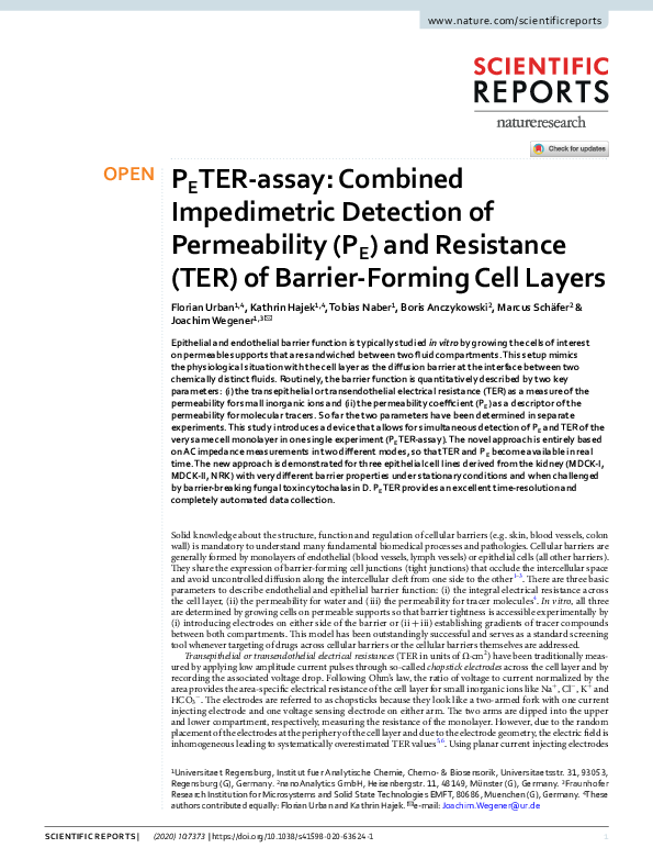 (PDF) PETER-assay: Combined Impedimetric Detection of Permeability (PE ...