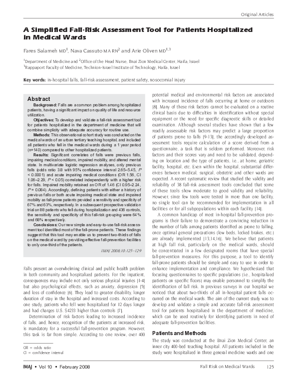 (PDF) A simplified fall-risk assessment tool for patients hospitalized ...