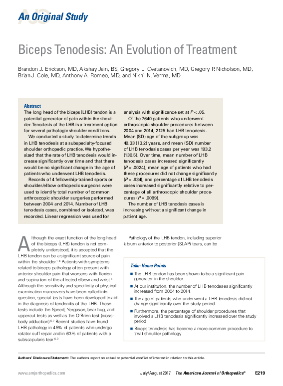 (PDF) Biceps Tenodesis: An Evolution of Treatment