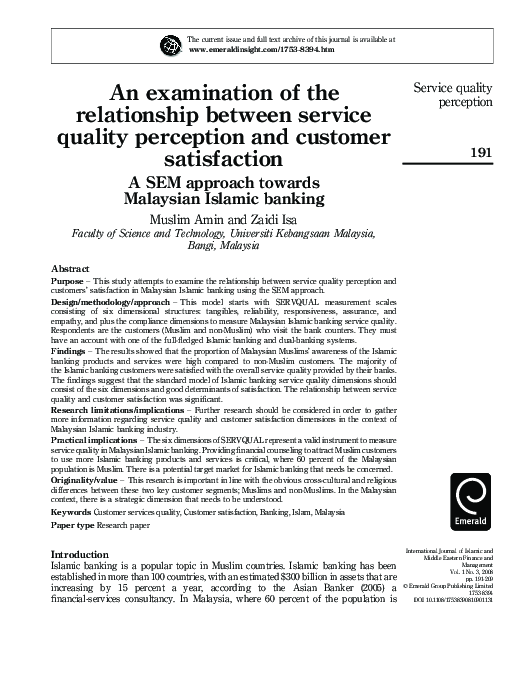 Pdf An Examination Of The Relationship Between Service Quality