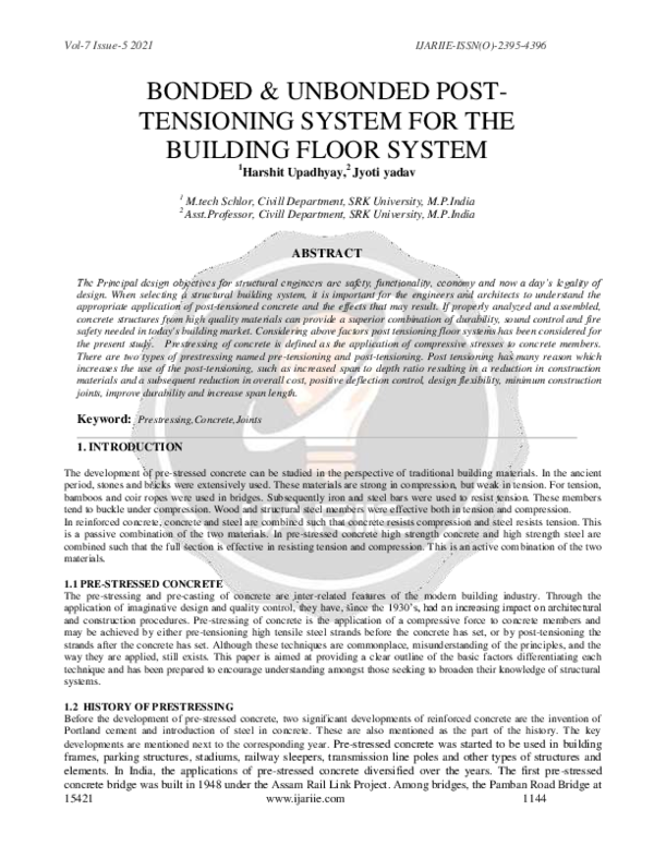 (PDF) Bonded & Unbonded Post-Tensioning System for the Building Floor ...
