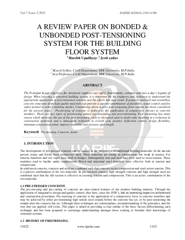 (PDF) A Review Paper on Bonded & Unbonded Post-Tensioning System for ...