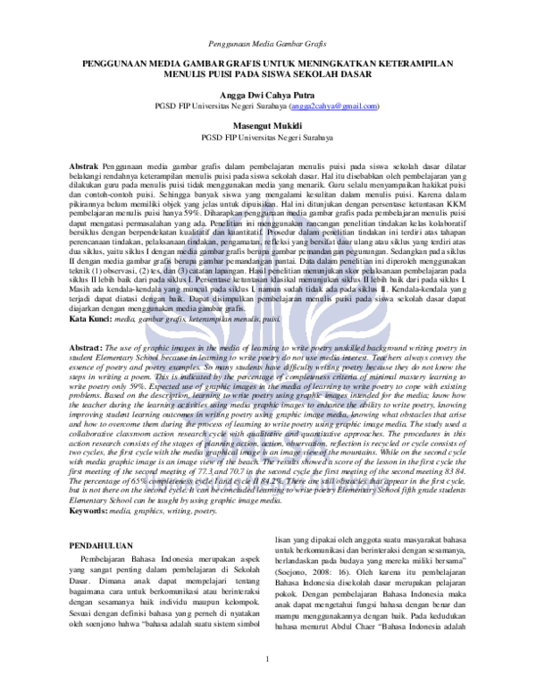 (PDF) Penggunaan Media Gambar Grafis Untuk Meningkatkan Keterampilan Menulis Puisi Pada Siswa ...
