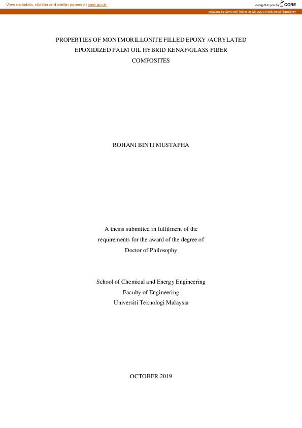 (PDF) Properties of montmorillonite filled epoxy /acrylated epoxidized ...