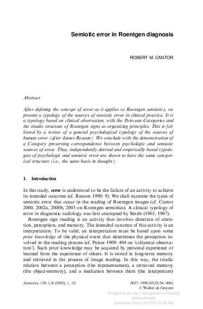 (PDF) Semiotic error in Roentgen diagnosis