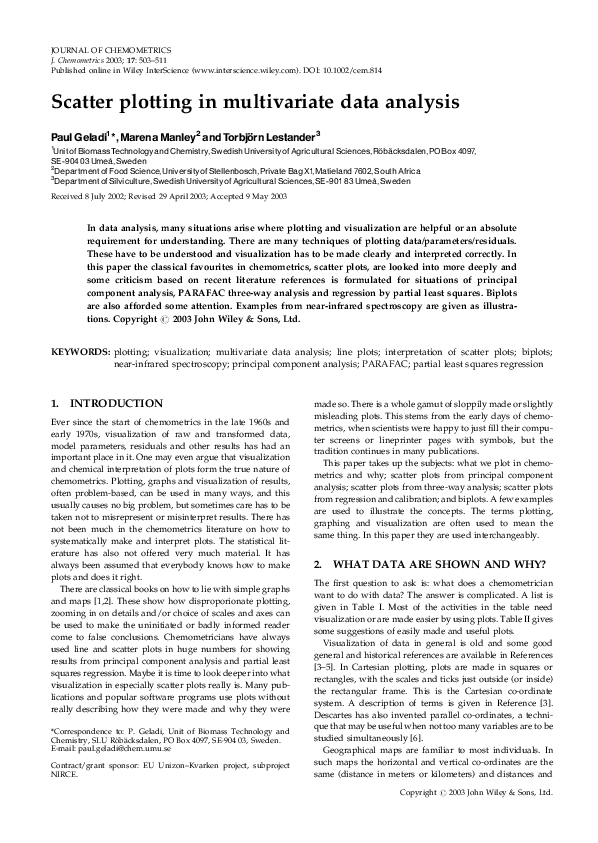 (PDF) Scatter plotting in multivariate data analysis