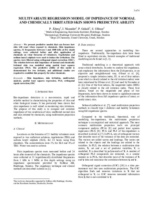 (PDF) Multivariate regression model of impedance of normal and ...