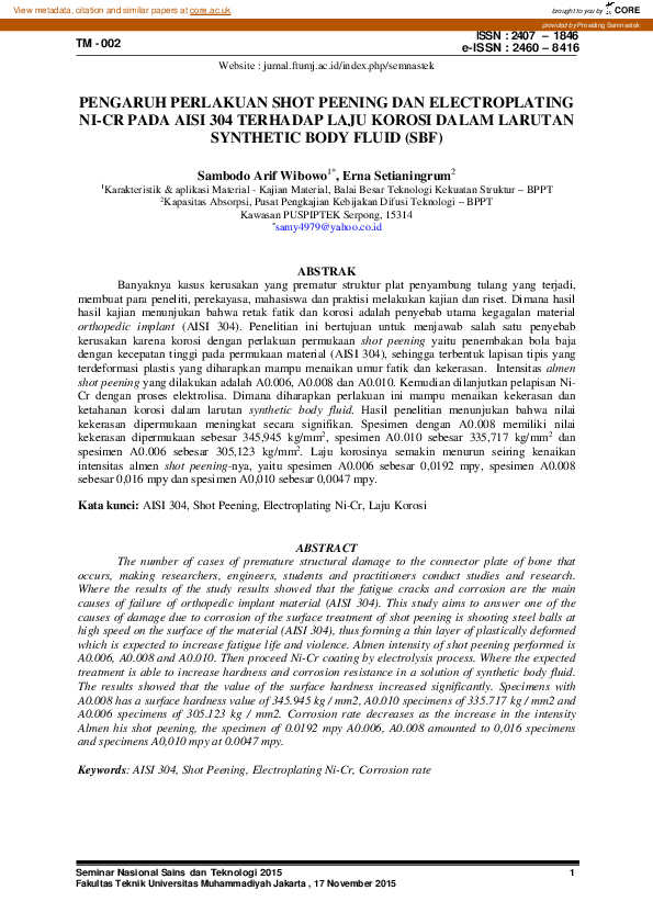 (PDF) Pengaruh Perlakuan Shot Peening Dan Electroplating Ni-CR Pada ...