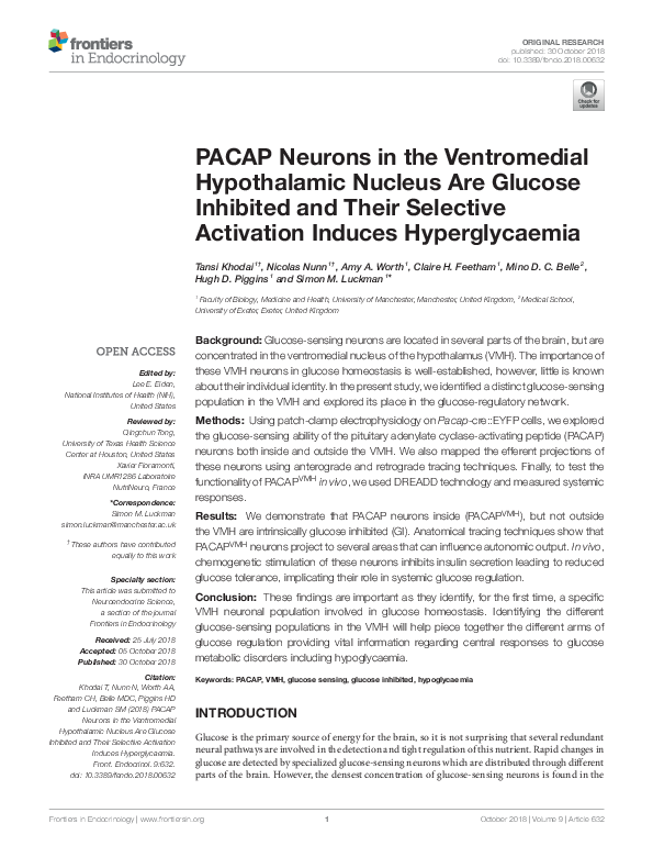 (PDF) PACAP Neurons in the Ventromedial Hypothalamic Nucleus Are ...