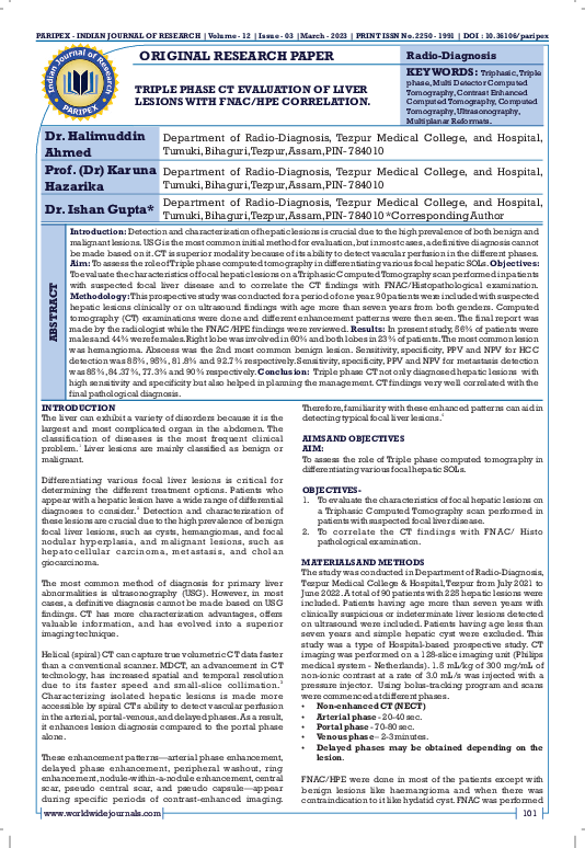 (PDF) Triple Phase CT Evaluation of Liver Lesions with Fnac/Hpe Correlation