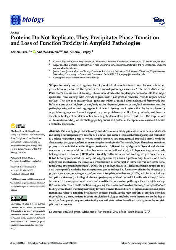 (PDF) Proteins Do Not Replicate, They Precipitate: Phase Transition and ...