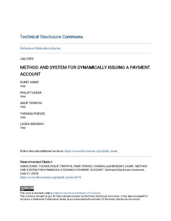 (PDF) Method and System for Dynamically Issuing a Payment Account
