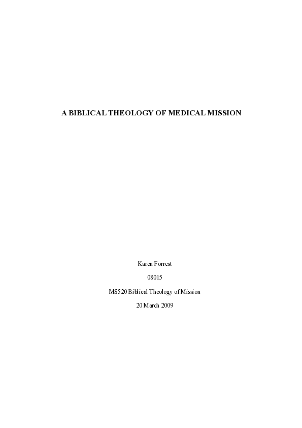 (PDF) A Biblical Theology of Medical Mission