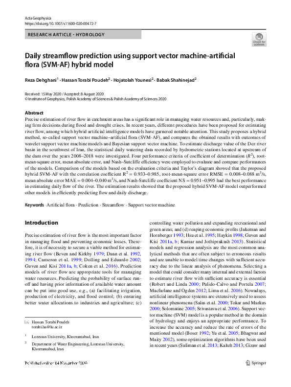 (PDF) Daily streamflow prediction using support vector machine ...