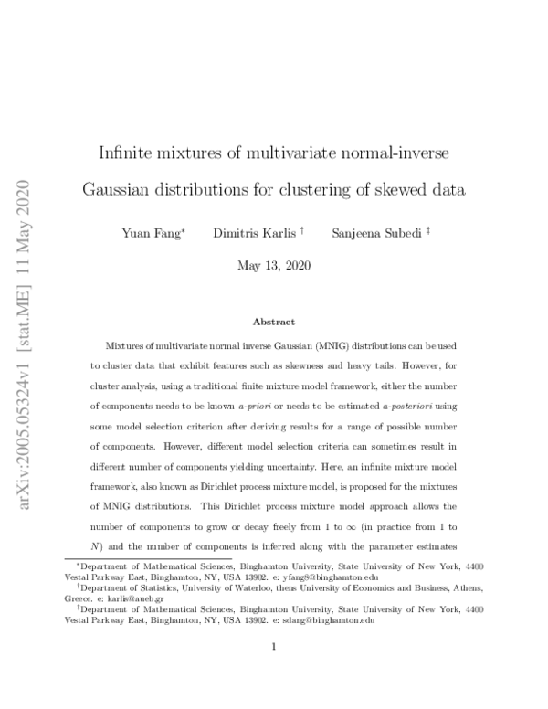 (PDF) Infinite Mixtures of Multivariate Normal-Inverse Gaussian Distributions for Clustering of ...
