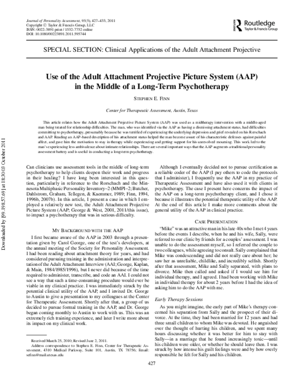 (PDF) Use of the Adult Attachment Projective Picture System (AAP) in ...