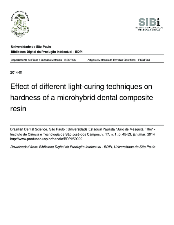 (PDF) Effect of different light-curing techniques on hardness of a ...