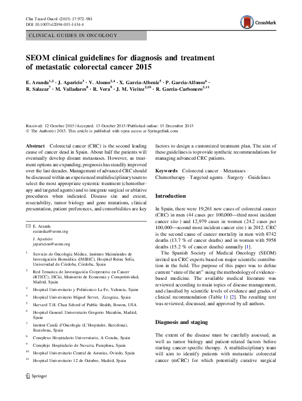 (PDF) SEOM clinical guidelines for the diagnosis and treatment of ...