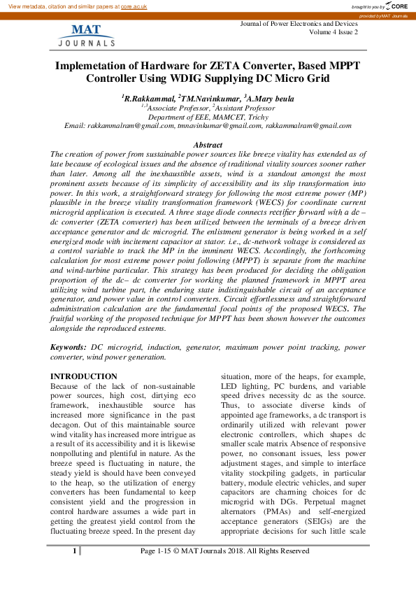 (PDF) Implemetation of Hardware for ZETA converter, Based MPPT ...