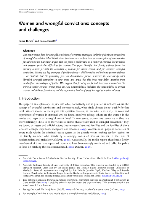 (PDF) Women and wrongful convictions: concepts and challenges