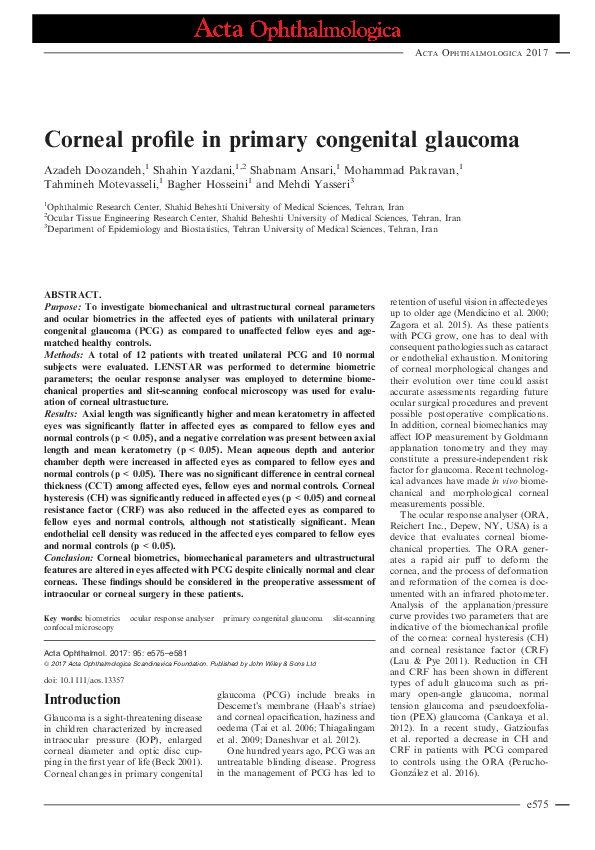 (PDF) Corneal profile in primary congenital glaucoma | Mohammad ...
