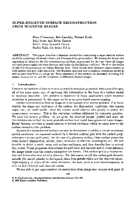 (PDF) Super-Resolved Surface Reconstruction from Multiple Images (PDF) Super-Resolved Surface Reconstruction from Multiple Images