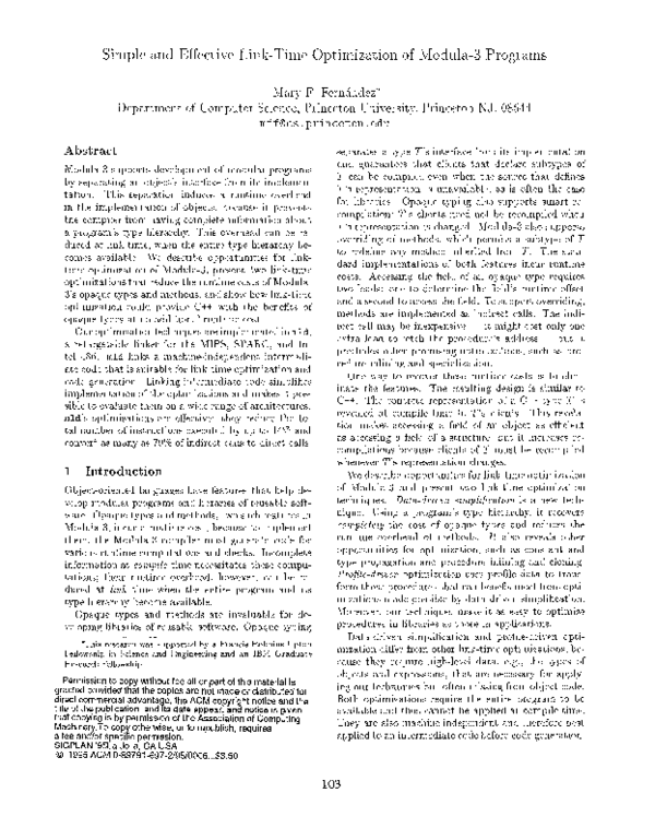 (PDF) Simple and effective link-time optimization of Modula-3 programs